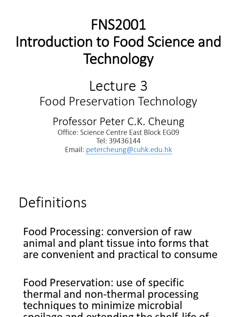Lecture 3 - Food Preservation Technology - Prof Perter | PDF | Food ...