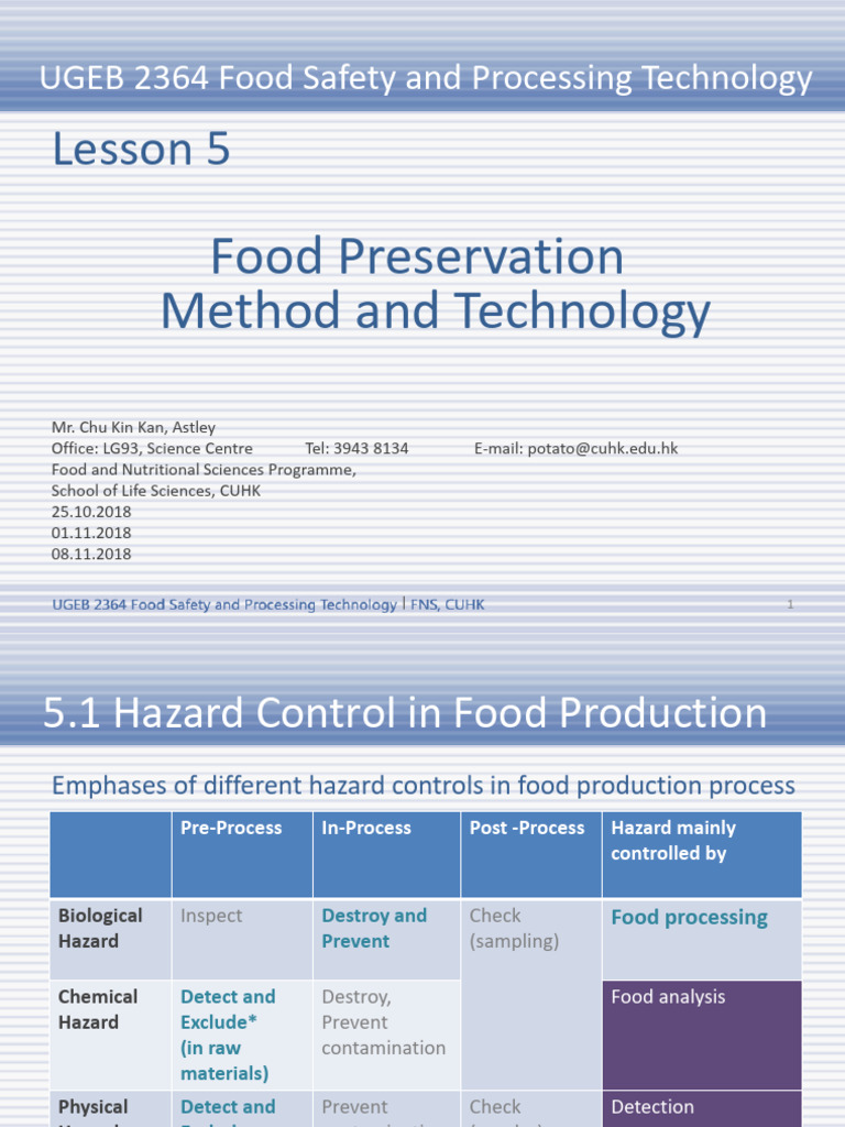 Lesson 5 Food Perservation Method and Technology PDF | PDF | Food ...