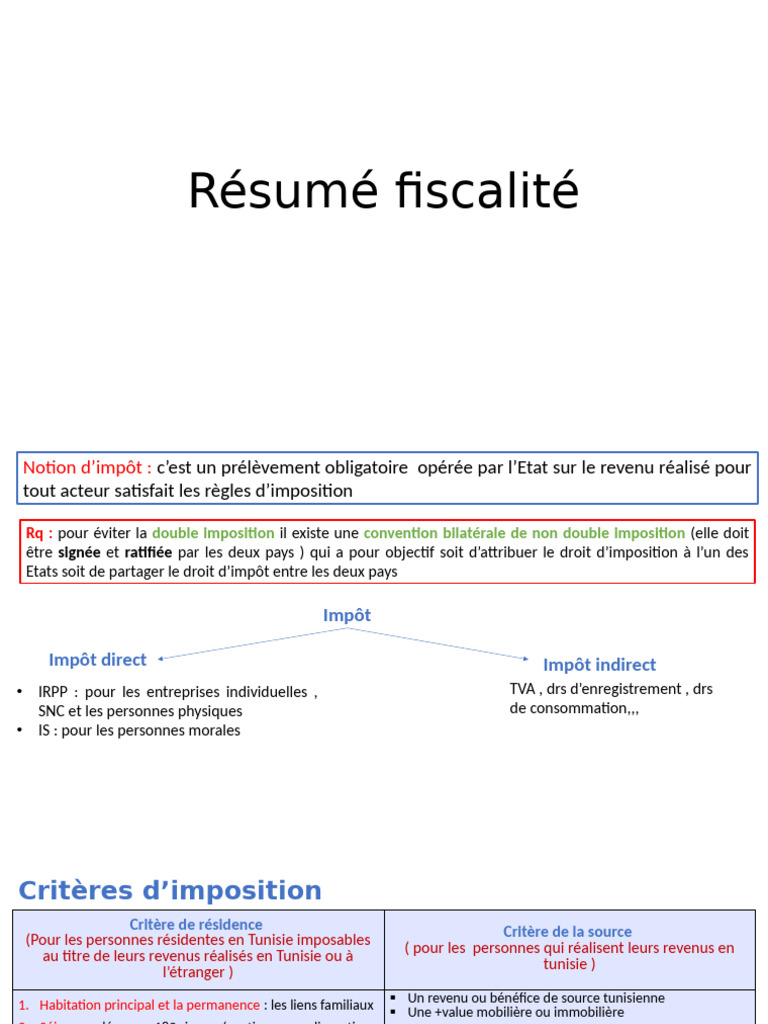 Résumé-fiscalité | PDF | Impôt sur le revenu | Dépréciation