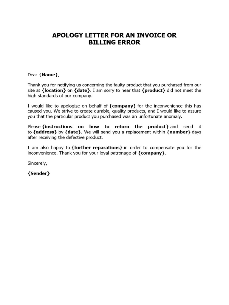 Apology for Invoice/Billing Error | PDF