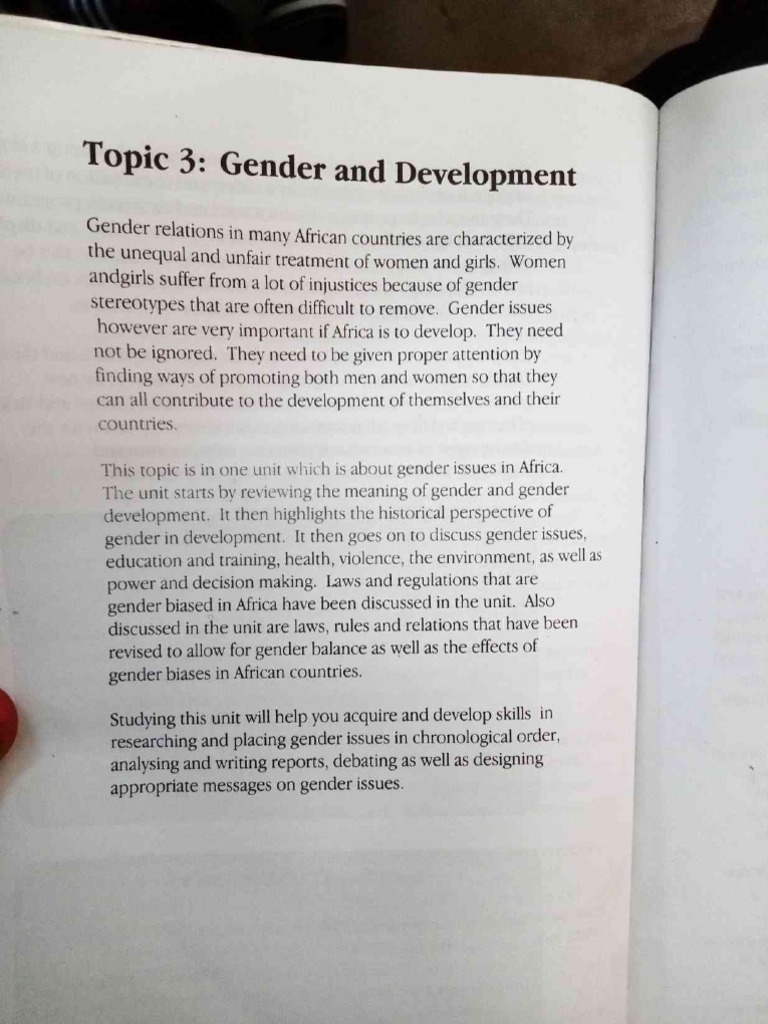 SOCIAL STUDIES-Topic 3 Gender & Development | PDF