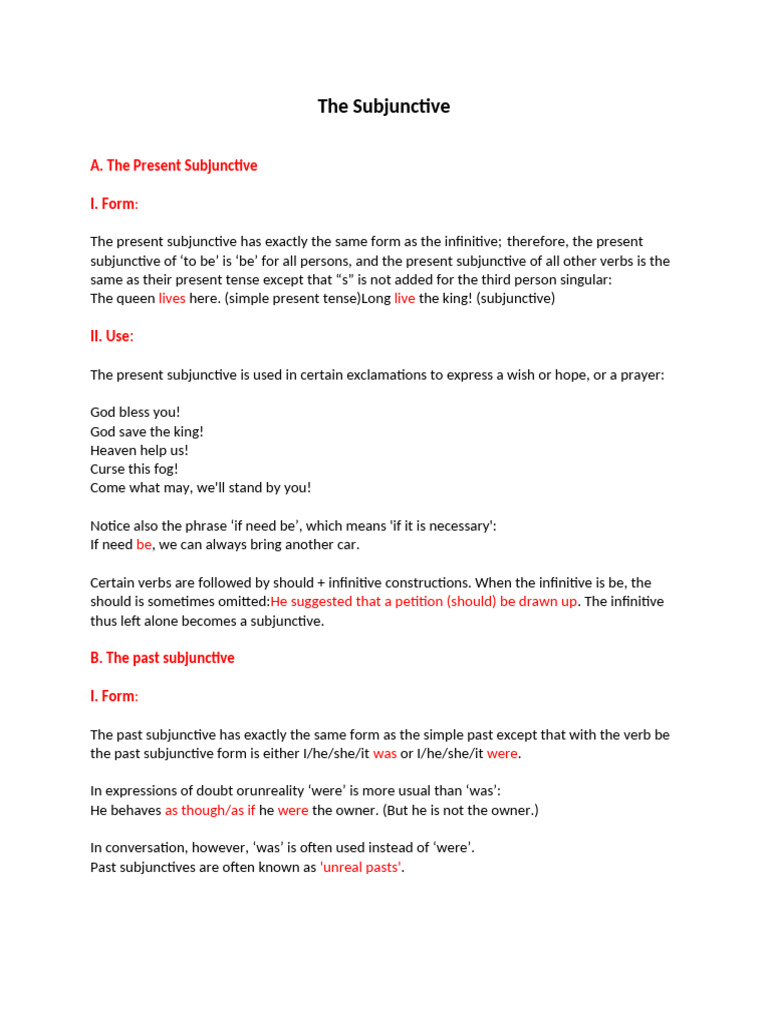 The subjunctive | PDF | Verb | Language Families