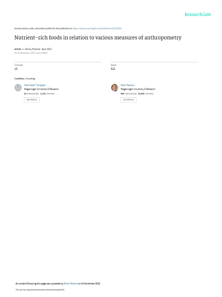 Nutrient-Rich Foods and Anthropometry | PDF | Blood Pressure | Nutrients