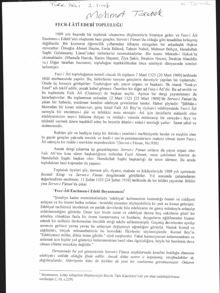 Fecr-I Ati Beyannamesi | PDF