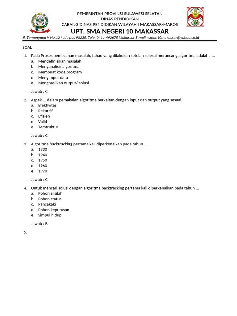 Soal-Soal Informatika Kelas XI | PDF