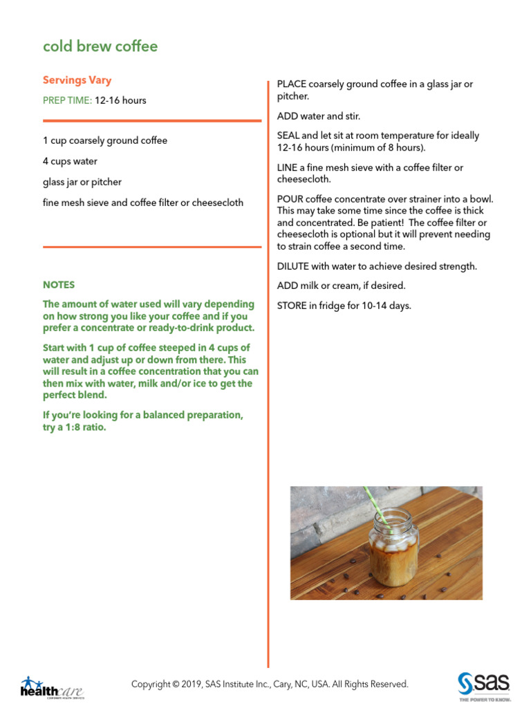 Cold Brew Coffee Recipe | PDF
