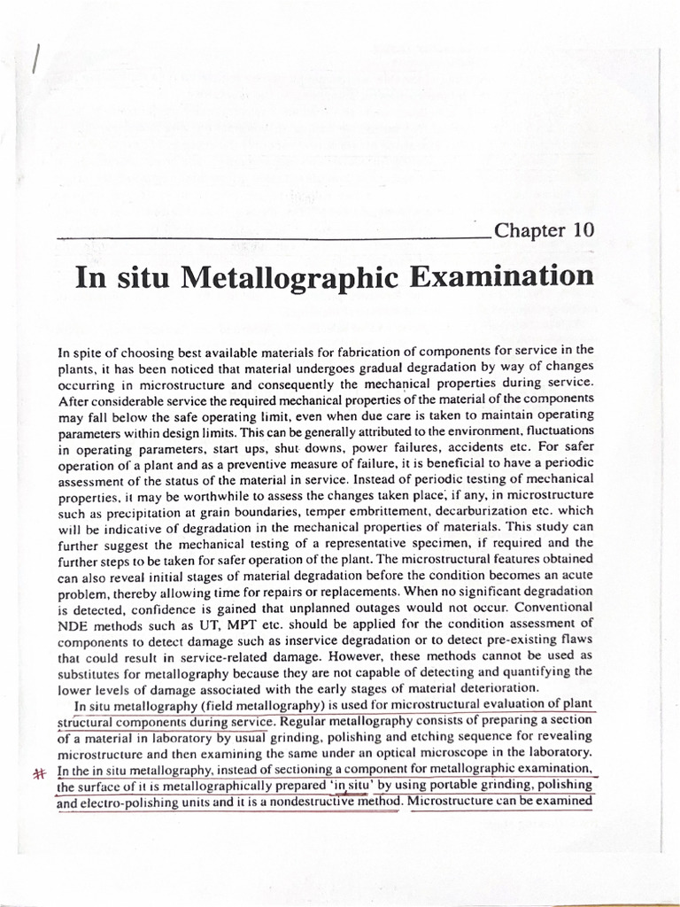 In-Situ Metallographic Examination | PDF