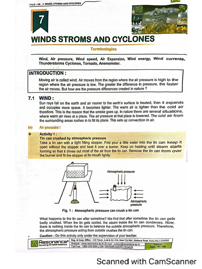 Class 7 Physics - Wind Storms and Cyclones | PDF