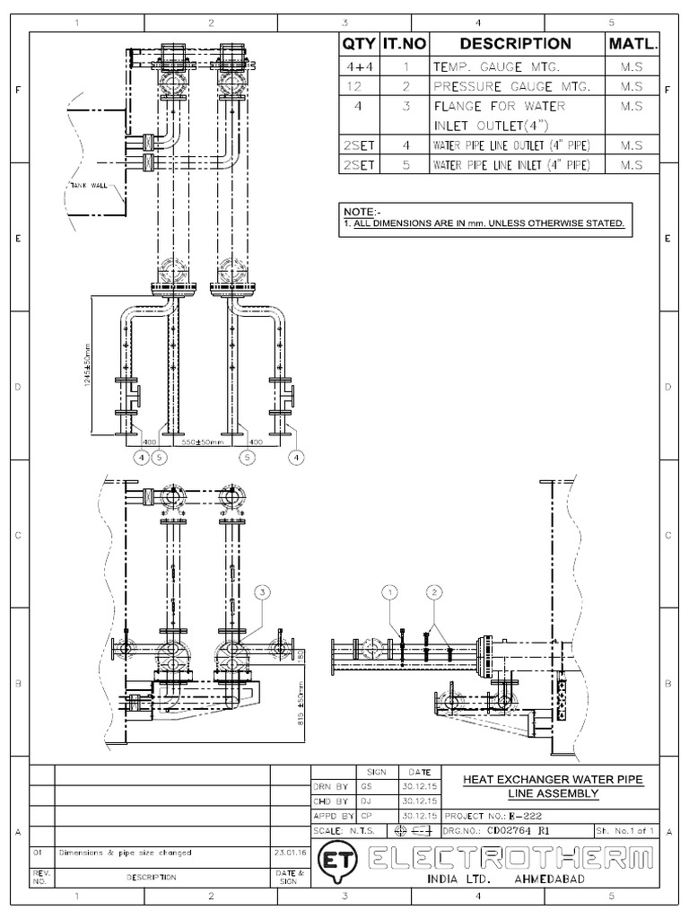 Heat Exchanger Water Pipe Line - r1 | PDF