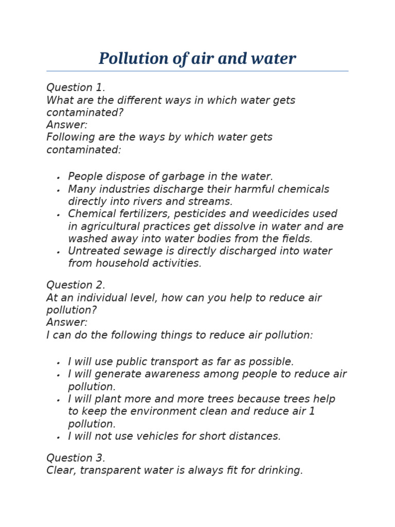 Pollution of Air and Water | PDF | Water Pollution | Atmosphere Of Earth
