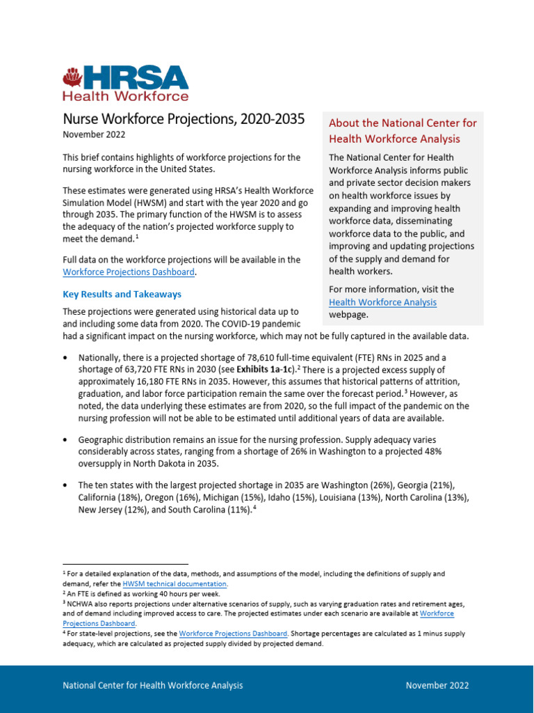 Nursing-Workforce-Projections-Factsheet | PDF | Nursing | Health Human ...