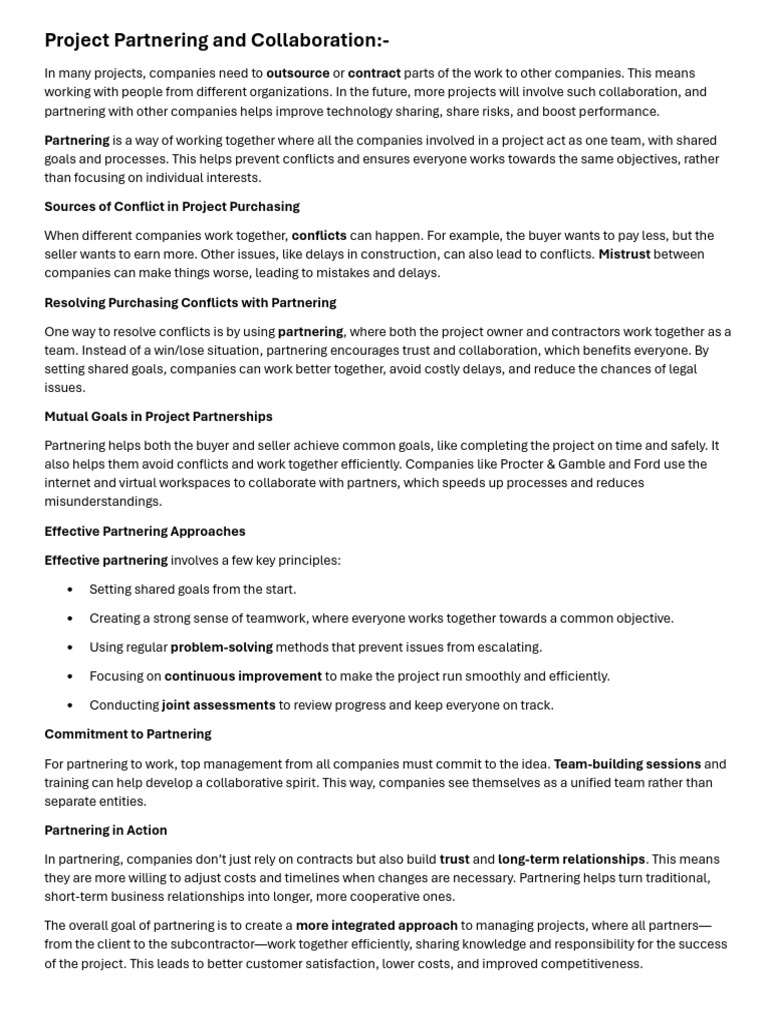 Project Partnering and Conflict Resolution | PDF | Project Management ...