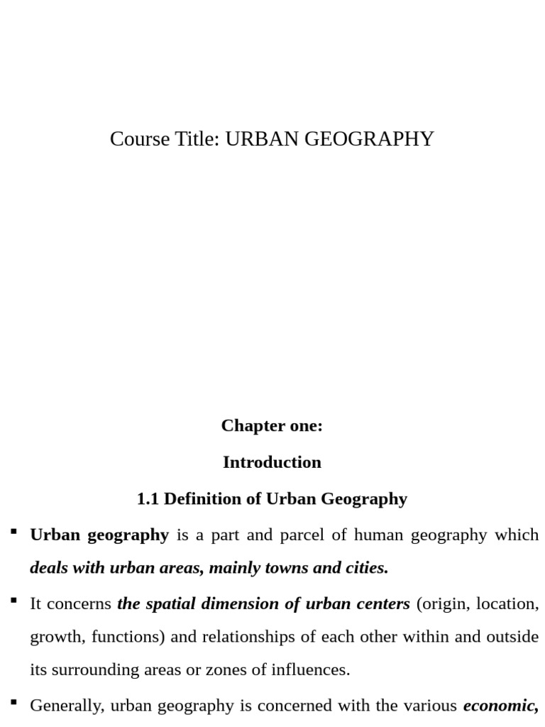 Urban Geography: Concepts and Trends | PDF | Urbanization | Geography