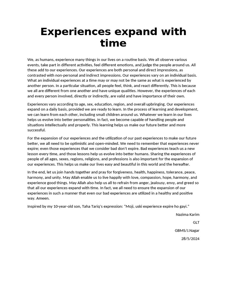Experiences Expand With Time | PDF | Behavioural Sciences | Emotions