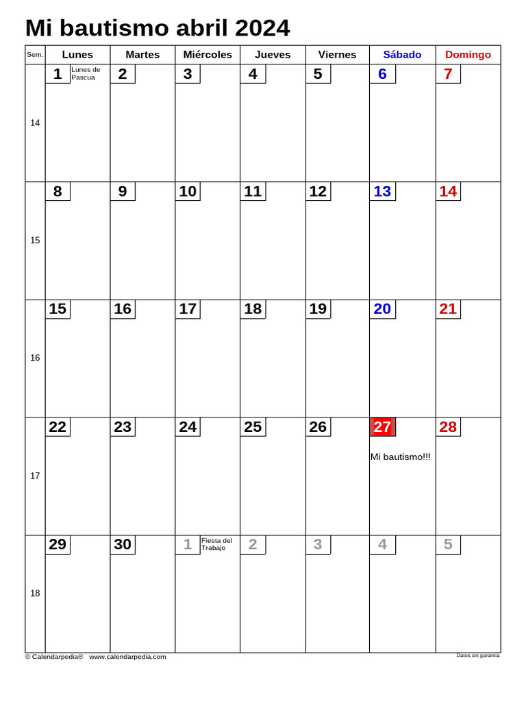Calendario Abril 2024 Espana Vertical Cifras Pequenas | PDF