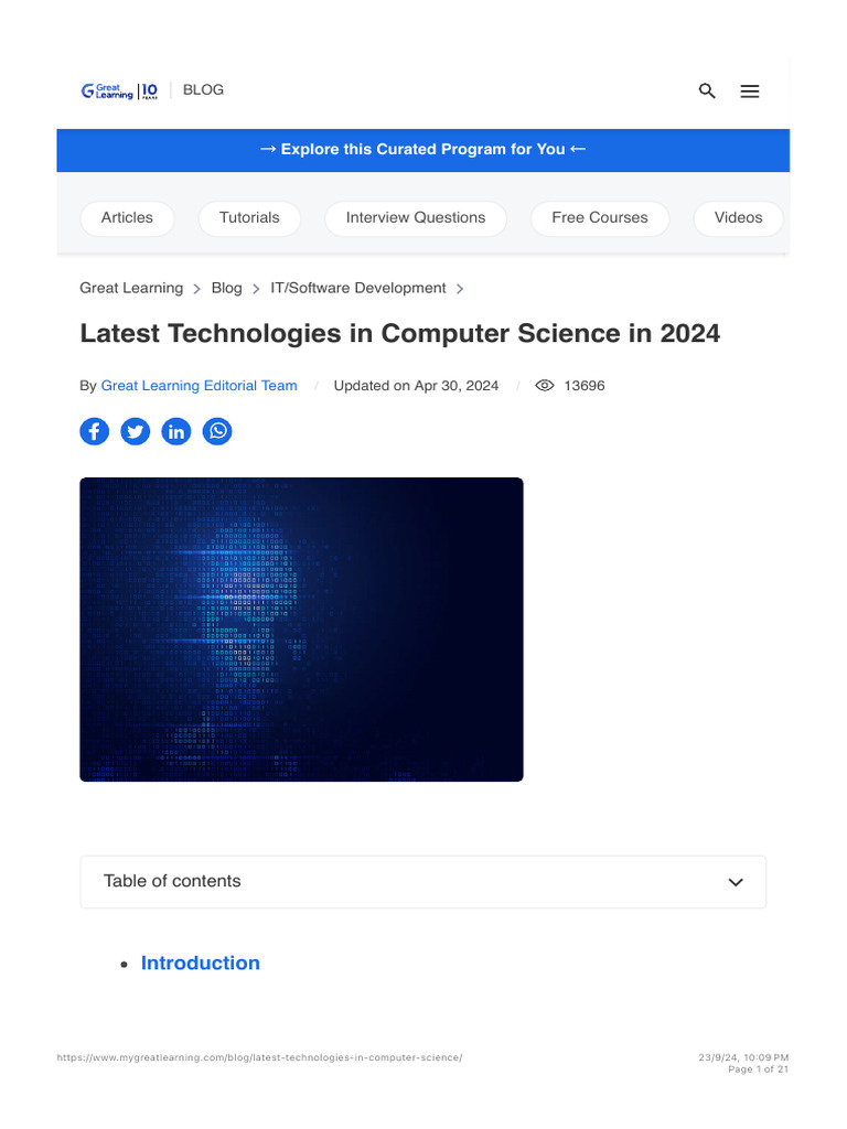 Latest Technologies in Computer Science in 2024 | PDF | Bioinformatics ...