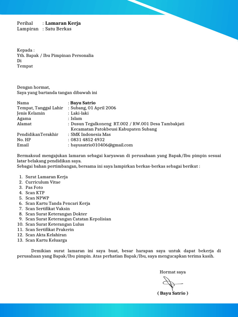 Cv Bayu Satrio | PDF