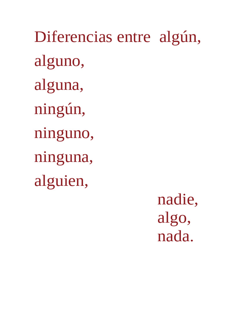 Diferencias Entre Algún | PDF | Sustantivo | Gramática