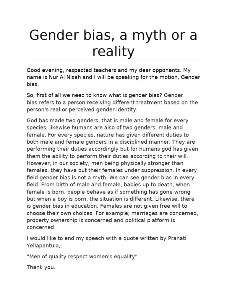 Gender Bias (Debate) | PDF