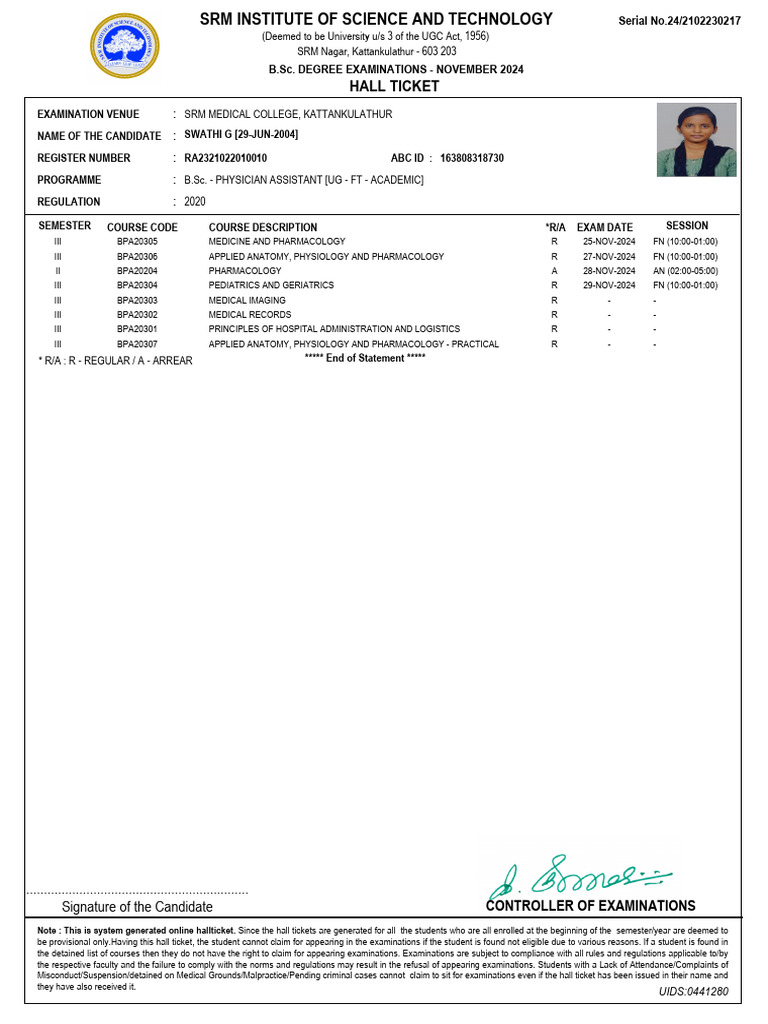 StudentHallticketinner.jsp | PDF | Books