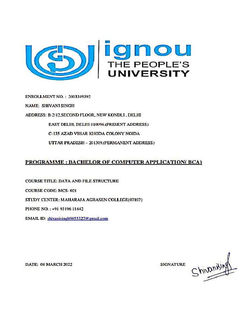 MCS 021 (2021 2022) | PDF