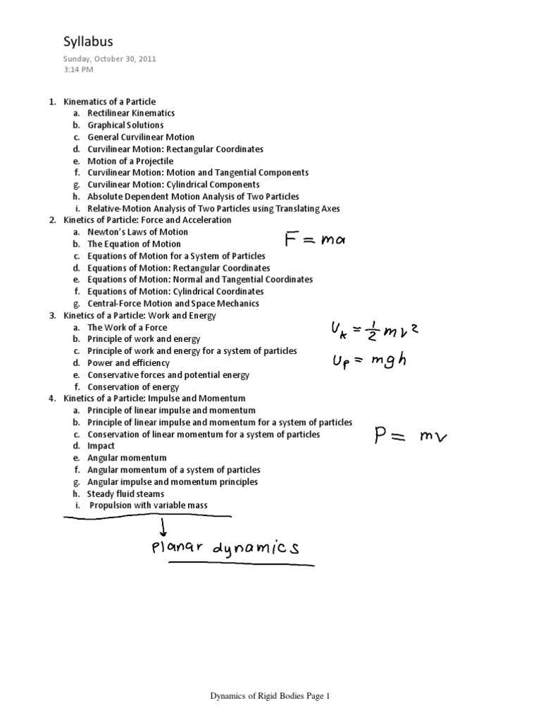 Dynamics Of Rigid Bodies Kinematics Equations Of Motion