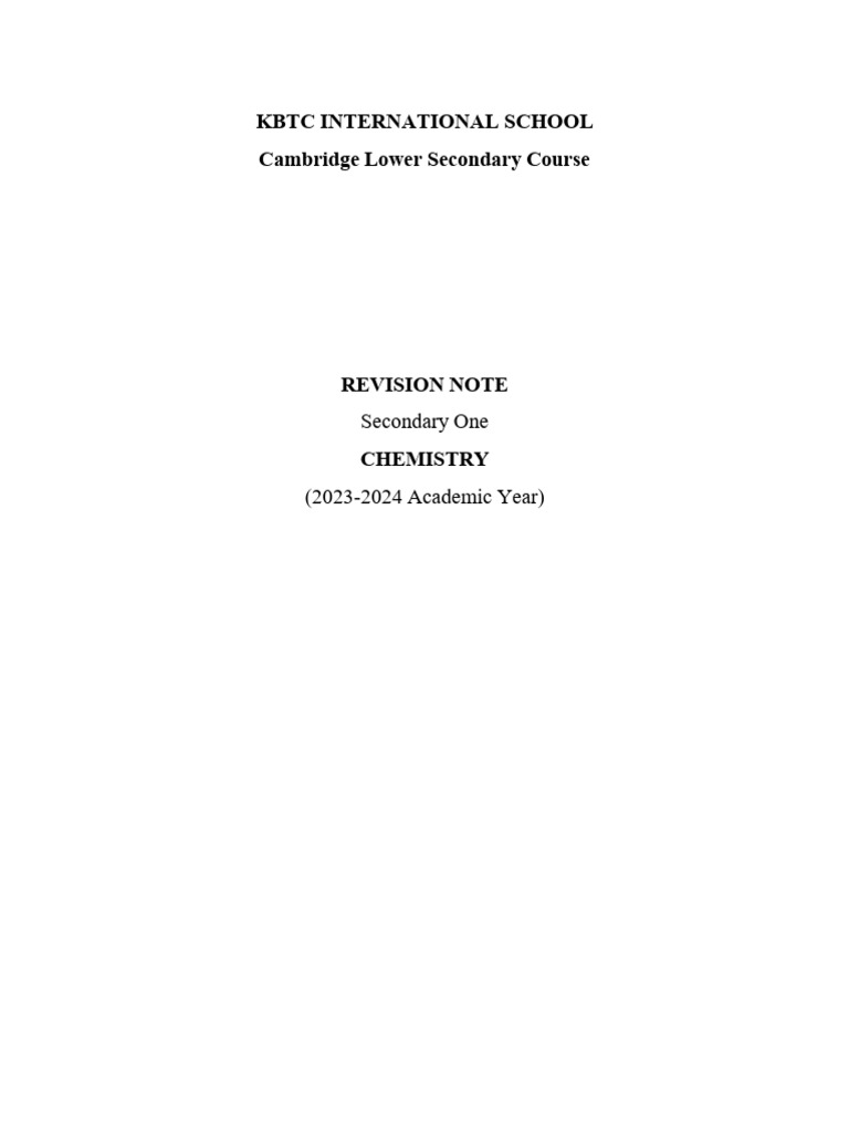 S1 Revision Note (Midyear) PDF | PDF | Metals | Water