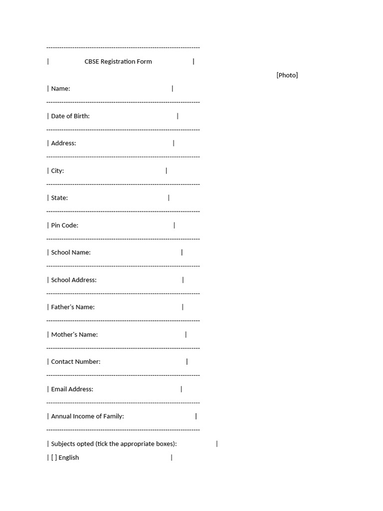 CBSE Registration Form (1) | PDF