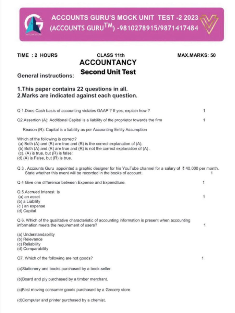 Second Unit Test | PDF
