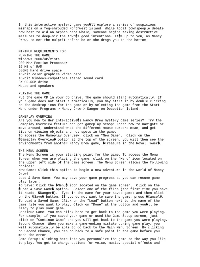 Nancy Drew Mystery Game Guide | PDF | Cursor (User Interface) | Epilepsy