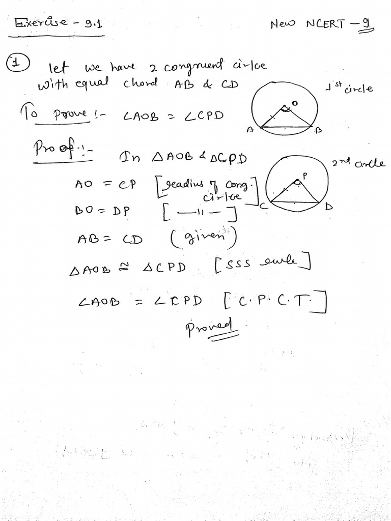 Class 9 - New Ncert - Circles - Notes | PDF