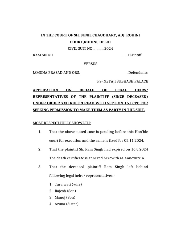 ORDER 22 RULE 3 RAM SINGH | PDF | Affidavit | Lawsuit