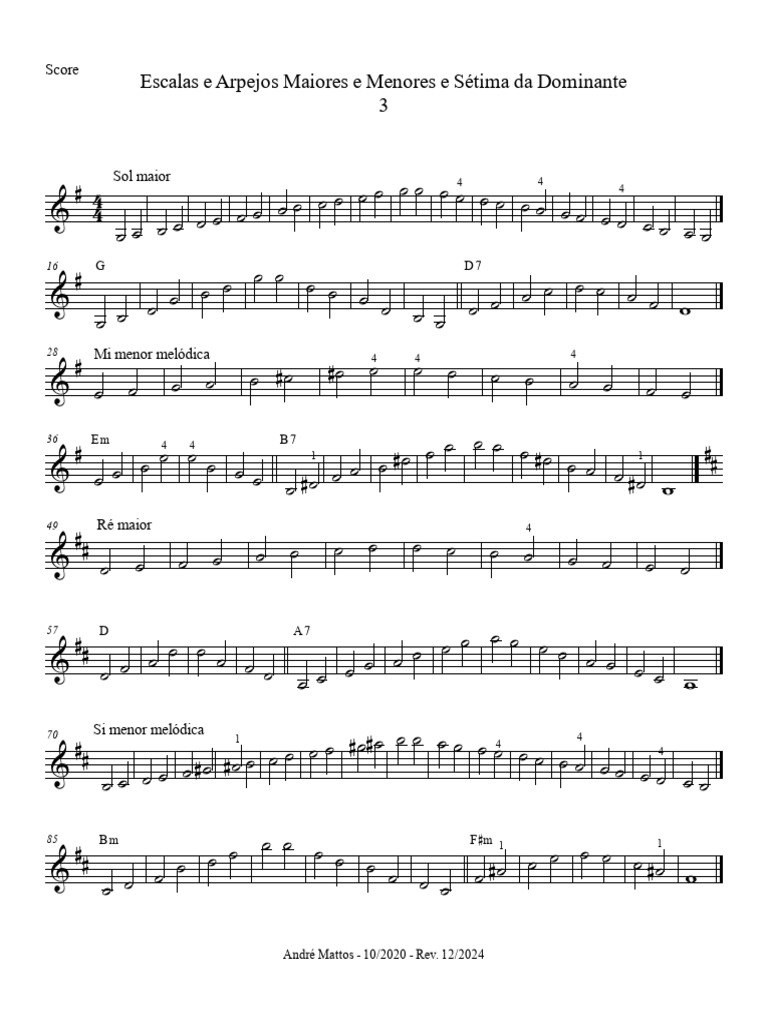 Escalas Arpejos Sol Ré | PDF