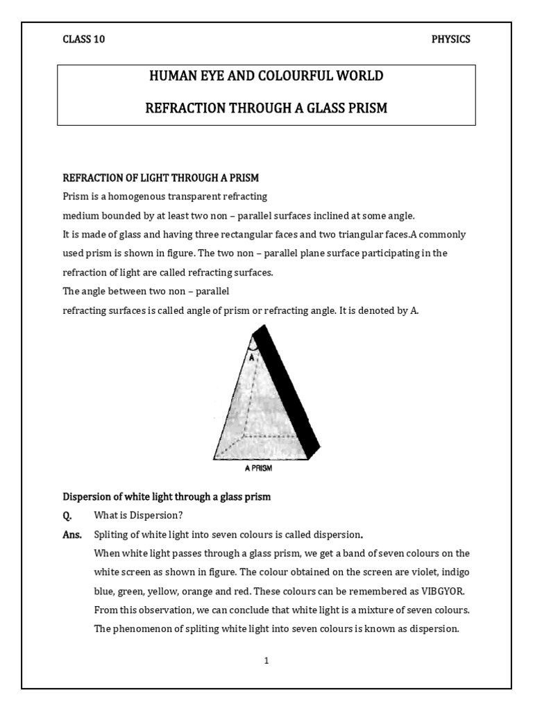 10sci11 Ref Through Glass Prism | PDF | Rainbow | Refraction