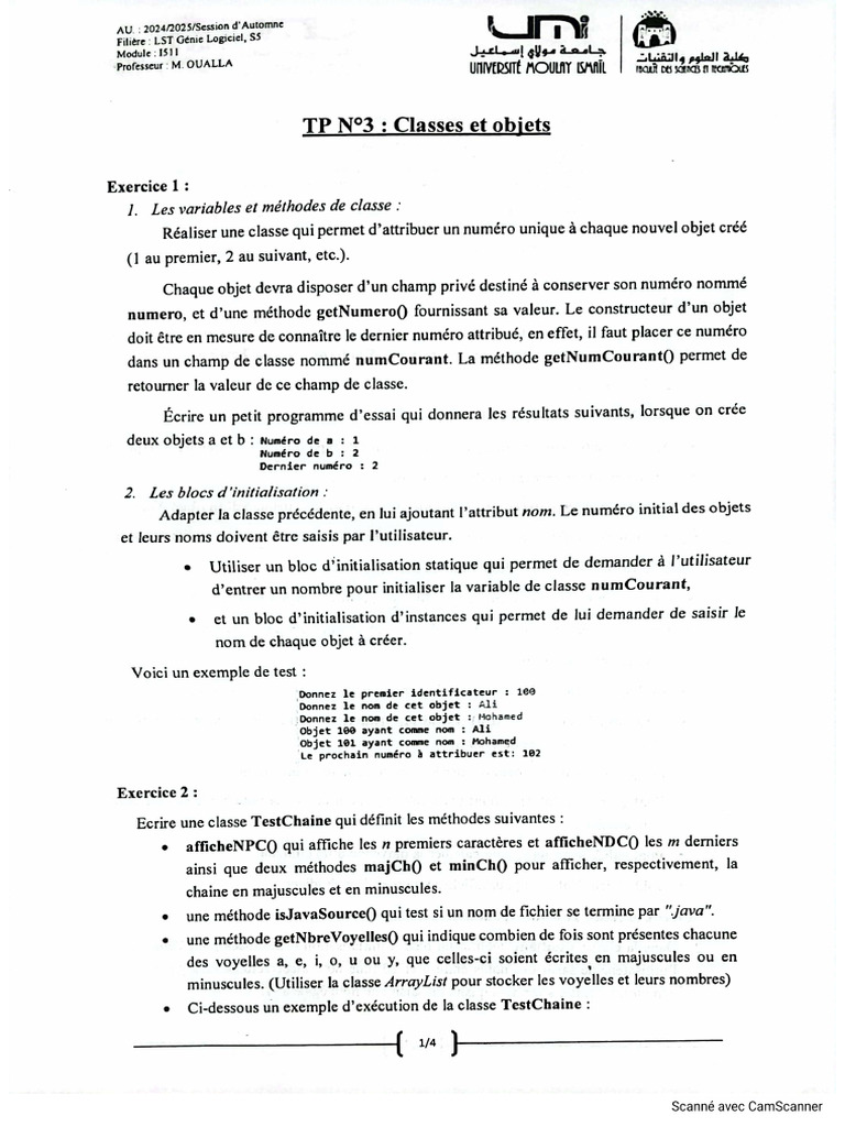 TP N°3 Java (Sans Correction) | PDF