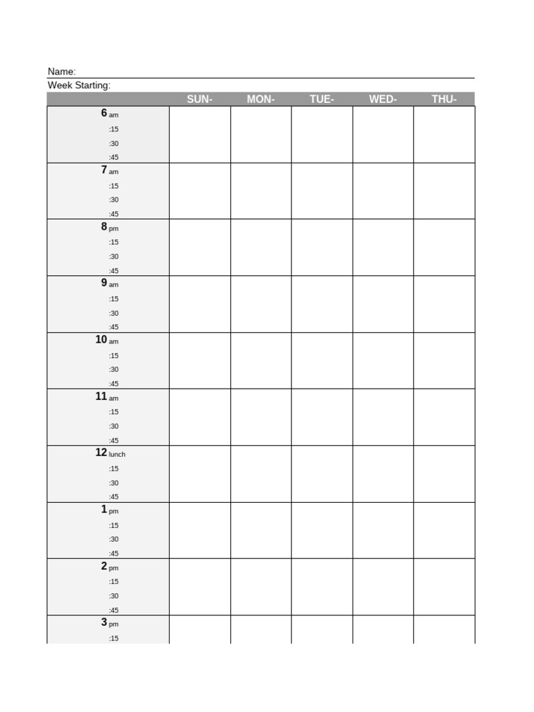Blank Revision Timetable Template | PDF