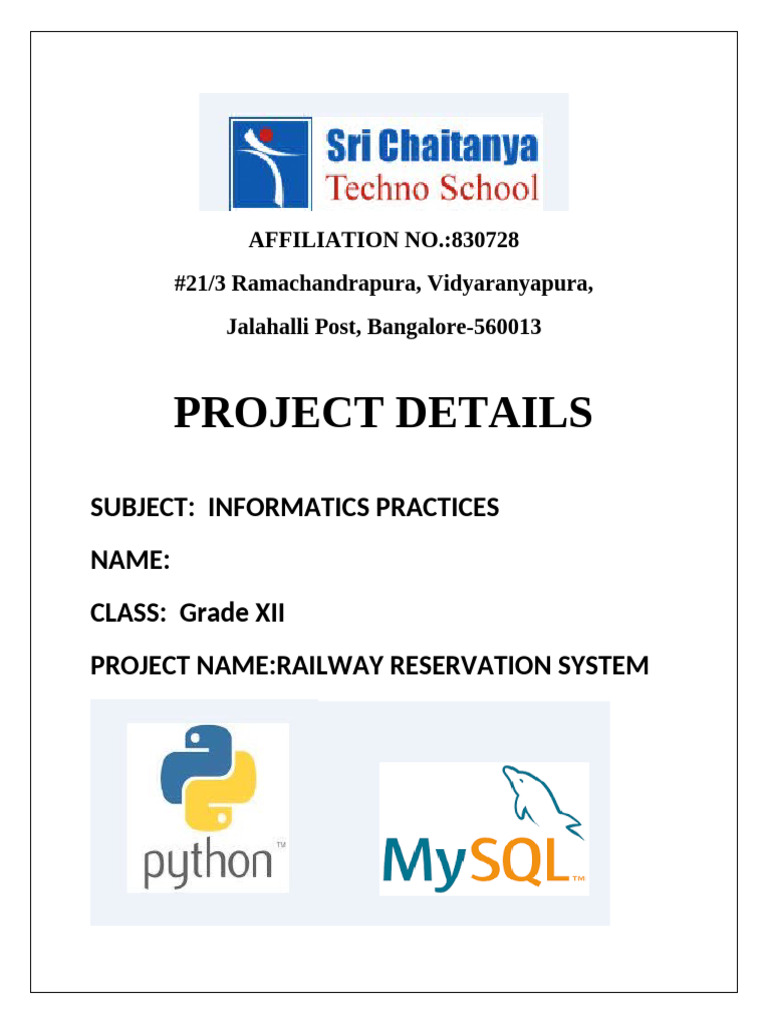 Railway Reservation System Project | PDF | Software Engineering | Software