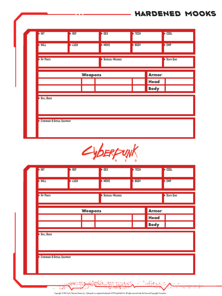 Fillable Mook Sheet | PDF | Adventure Games | Tabletop Games