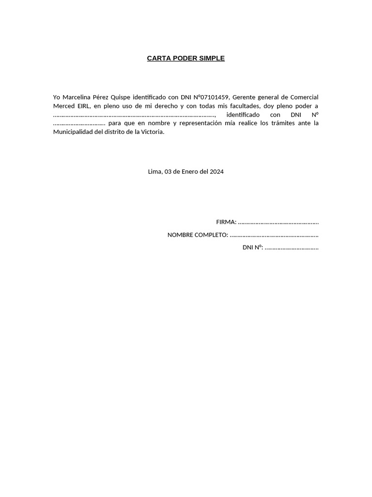 Carta Poder Simple | PDF
