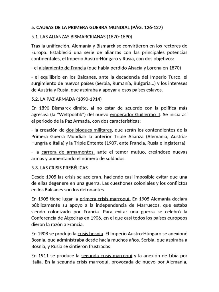 Causas de la Primera Guerra Mundial | PDF | Austria Hungría | imperio ...