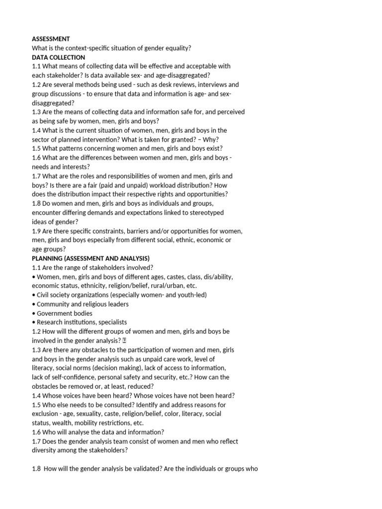 Integrated Gender Checklist - UN | PDF | Gender Studies | Gender Equality