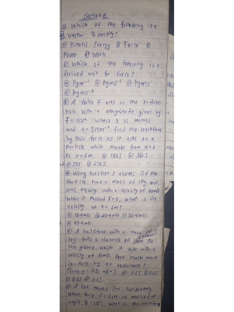 PHY111 EXAM QUESTIONS (SECTION B) | PDF