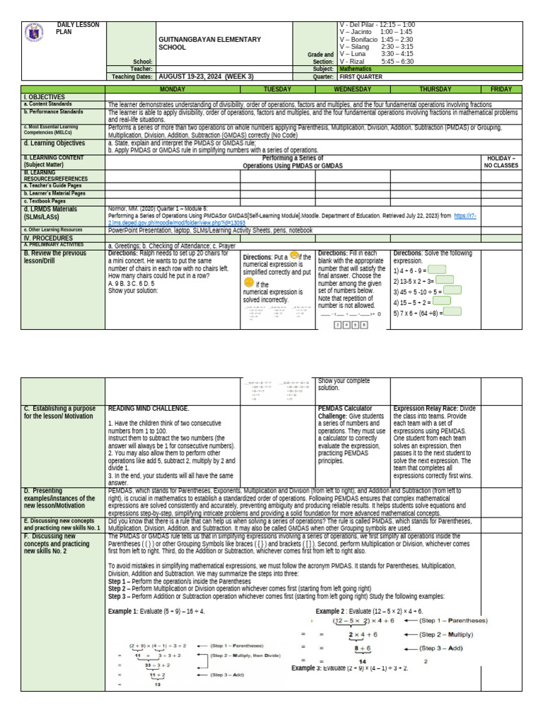 Gr 5 Dlp Math q1 w3 Copy | PDF | Bracket | Cognition