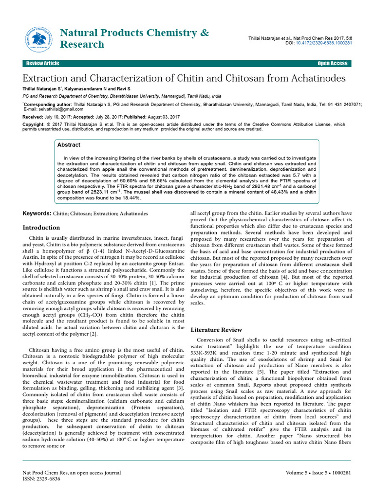 Extraction and Characterization of Chitin and Chitosan From Achatinodes ...