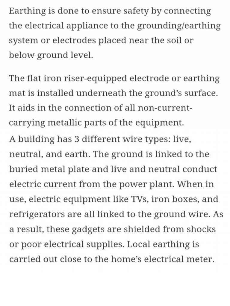 Draw different types of earthing system and make a chart of material ...