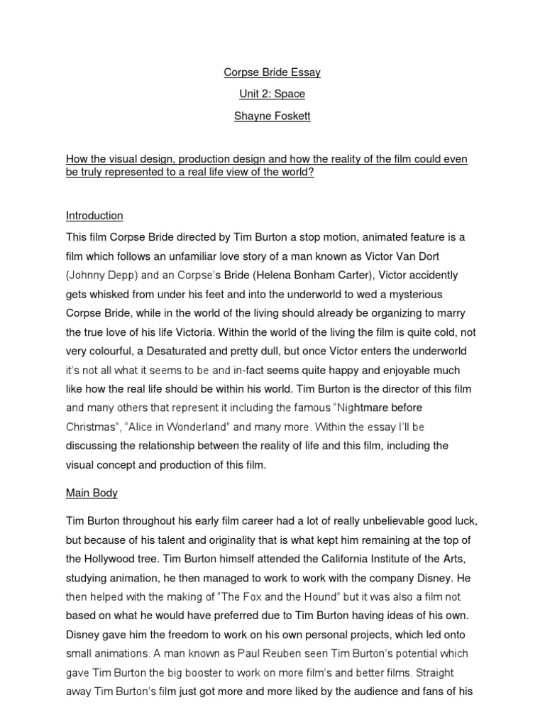 Corpse Bride Essay | PDF