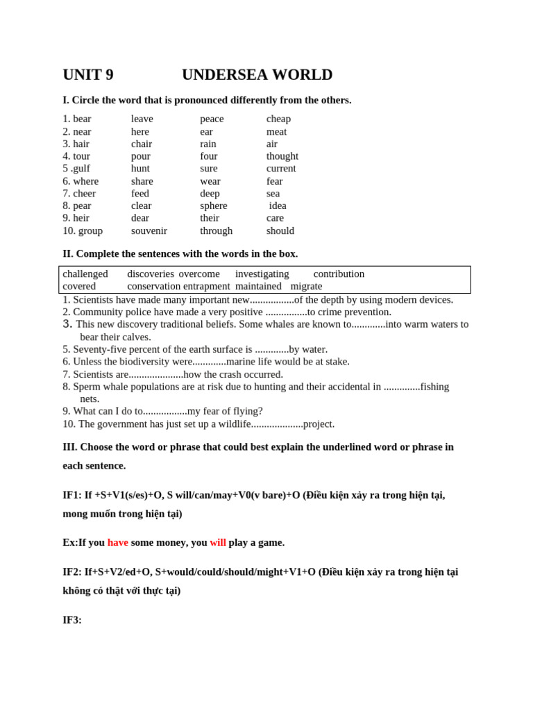 UNIT 9 UNDERSEA WORLD | PDF | Sea | Sharks
