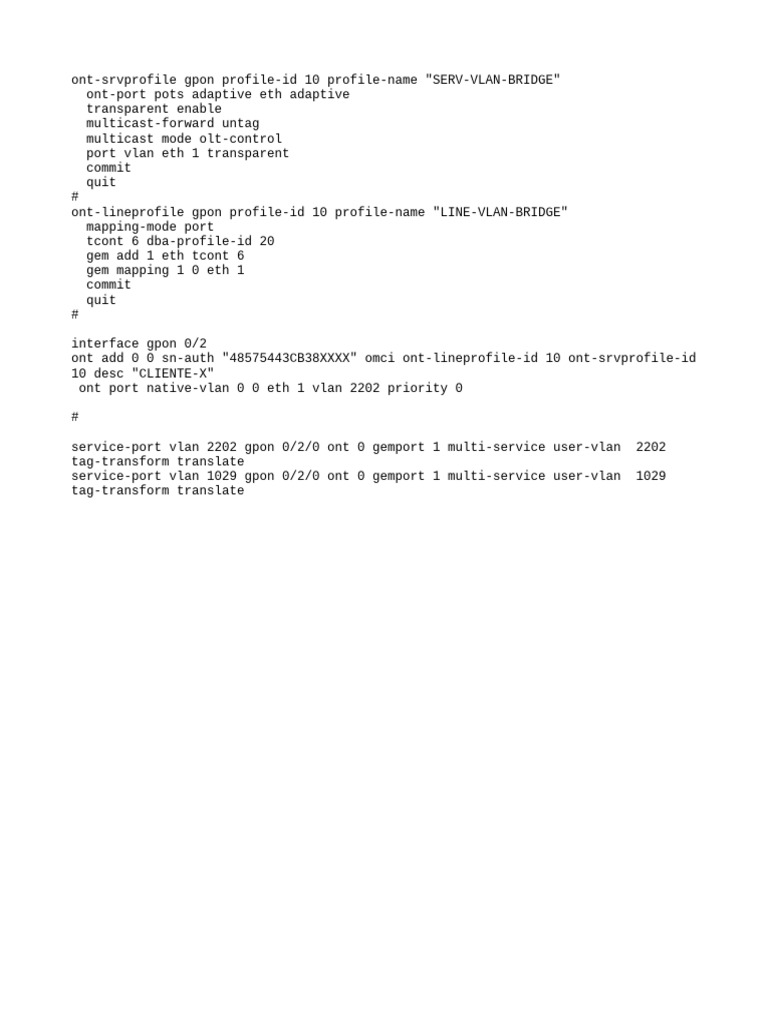 GPON Configuration for VLAN Services | PDF