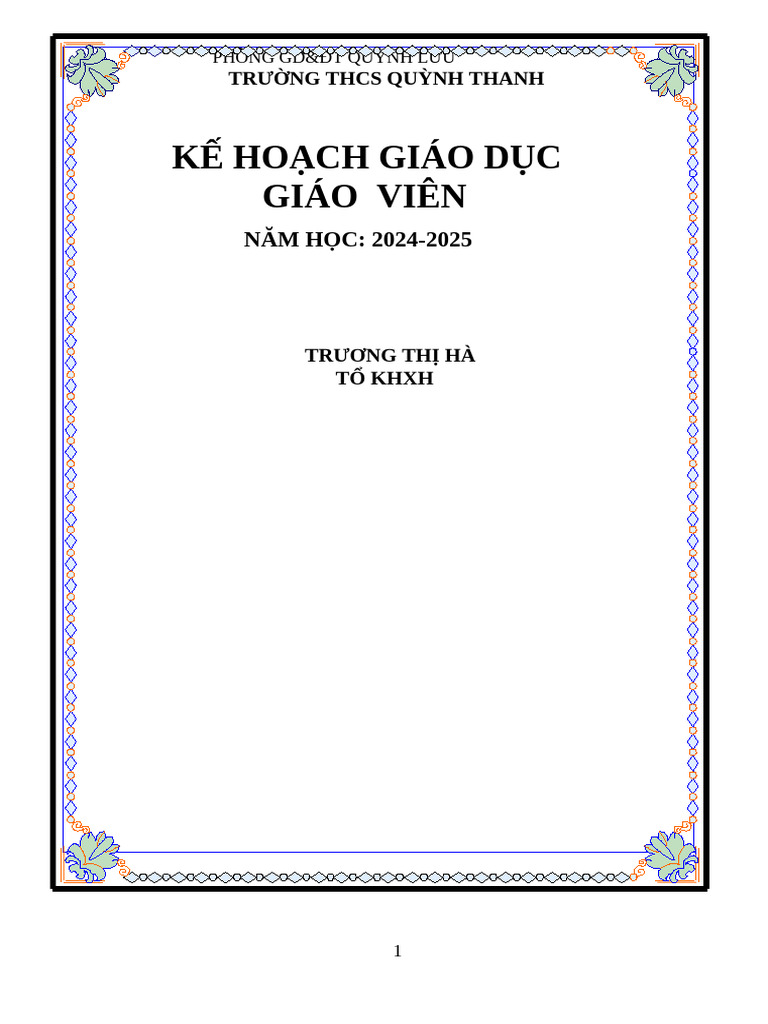 KHGD cá nhân Toàn (2024- 2025) | PDF