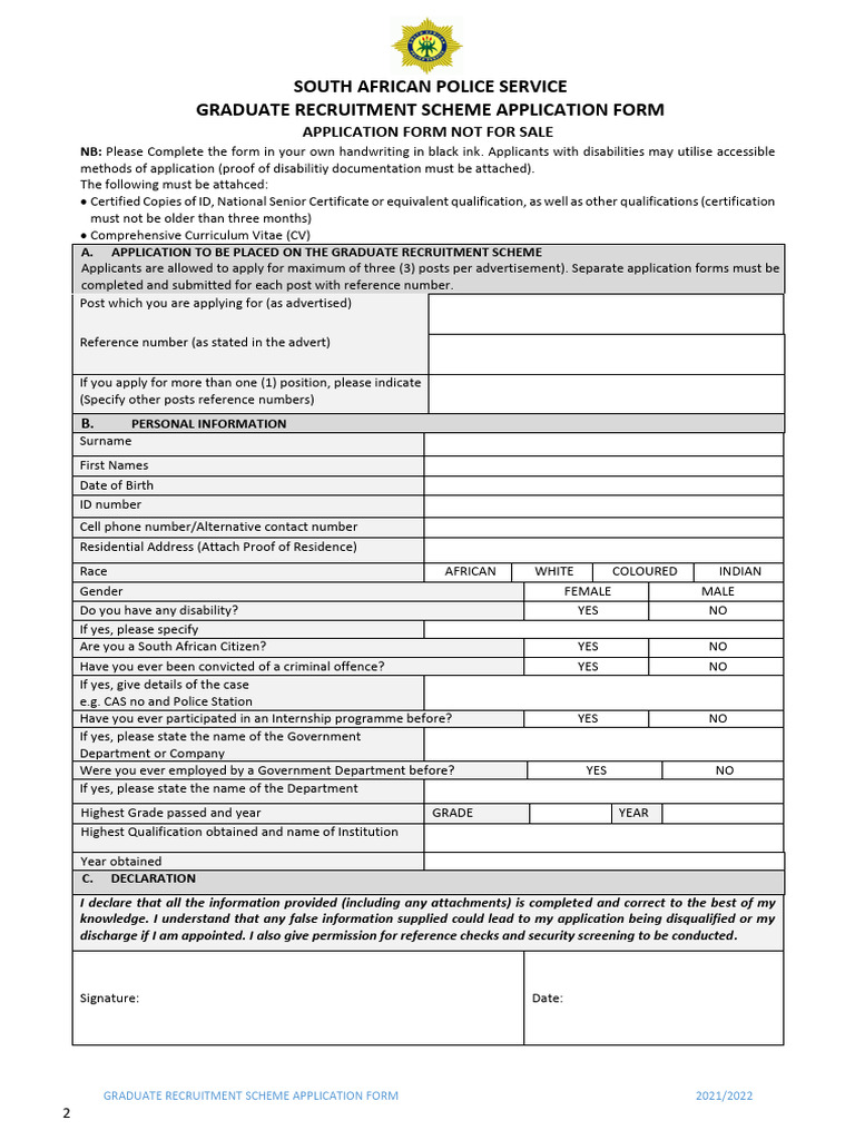 Graduate Recruitment Scheme Application Form 2021 2022 | PDF